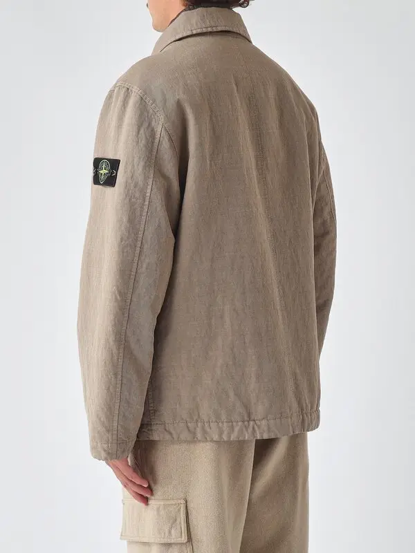 Stone Island Cotton And Wool Blend Windbreaker Jacket With Primaloft® Padding