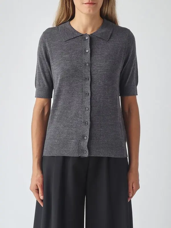 MEIMEIJ Short-sleeved Slim Fit Cardigan In Pure Virgin Wool