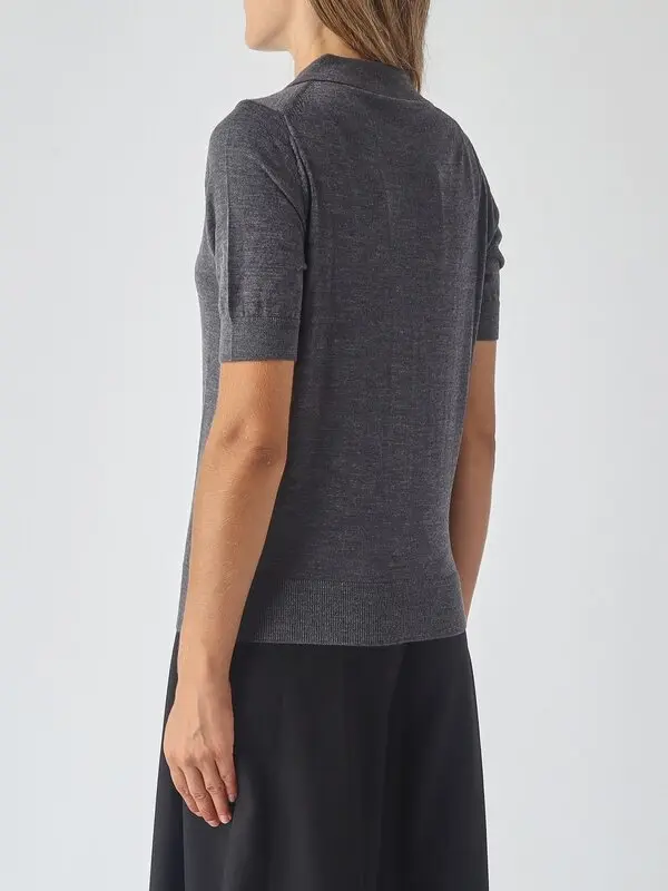 MEIMEIJ Short-sleeved Slim Fit Cardigan In Pure Virgin Wool