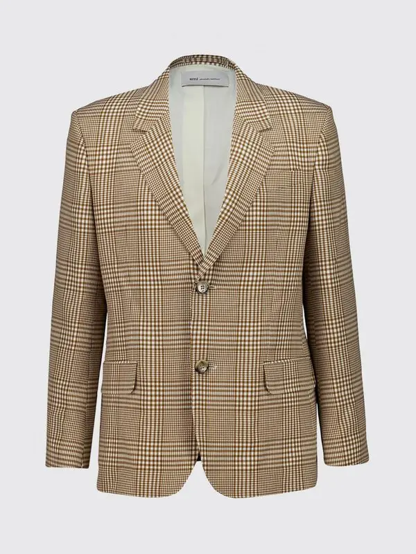 AMI Paris Prince Of Wales Check Single-breasted Virgin Wool Blazer