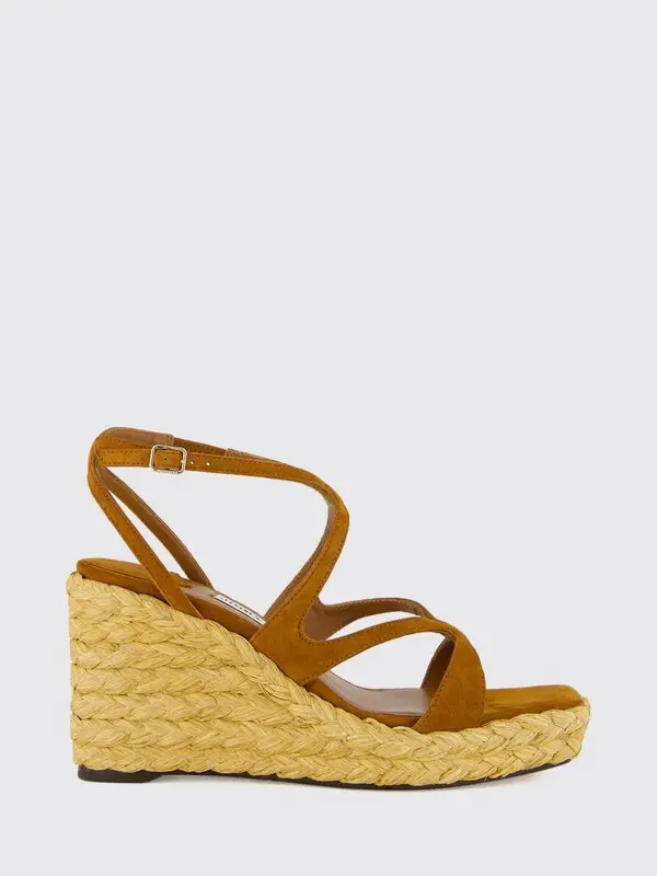 JIMMY CHOO Ayla Suede And Jute Wedge Sandals With Square Toe