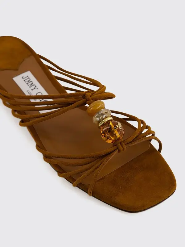 JIMMY CHOO Lova Suede Low-heeled Sandals With Ethnic Embroidery