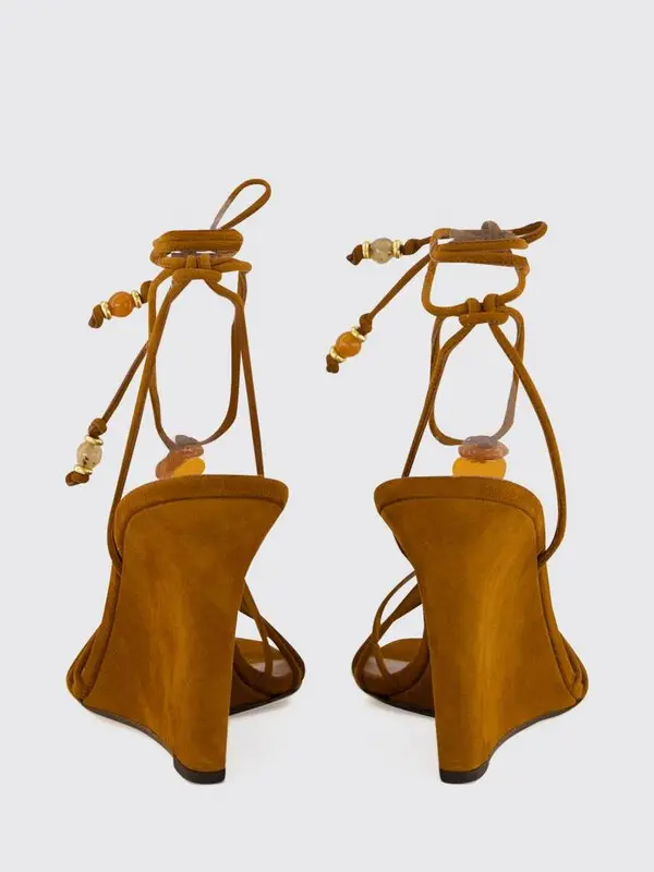 JIMMY CHOO Lova Suede Wedge Sandals With Ankle Ties