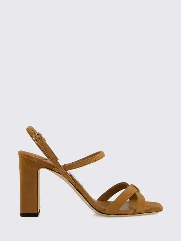 JIMMY CHOO Elsy Suede High Block Heel Slingback Sandals - Brown