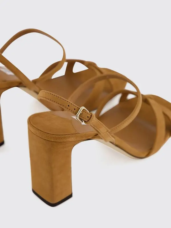 JIMMY CHOO Elsy Suede High Block Heel Slingback Sandals - Brown