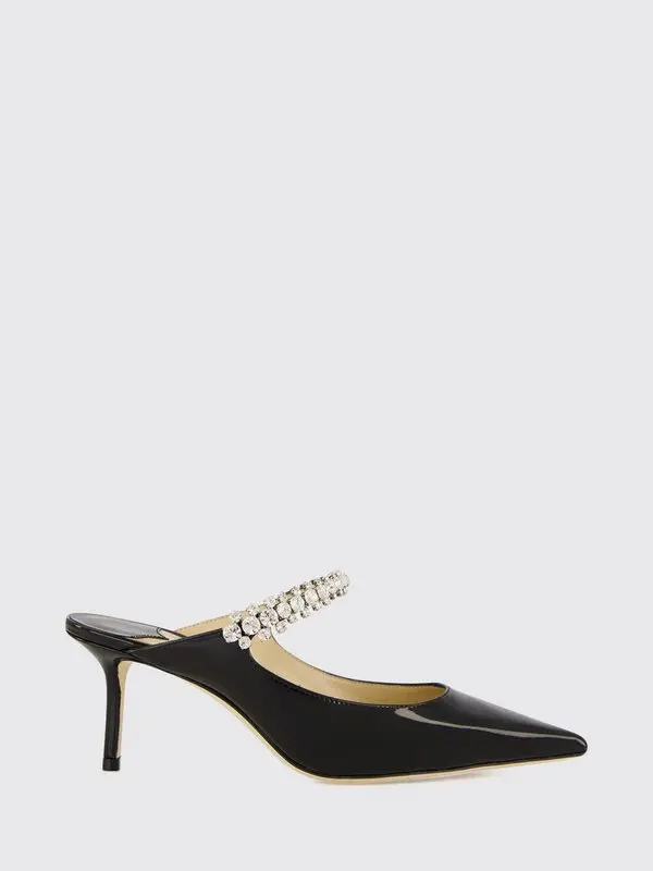 JIMMY CHOO Bing Patent Leather Mules With Crystals And Stiletto Heel