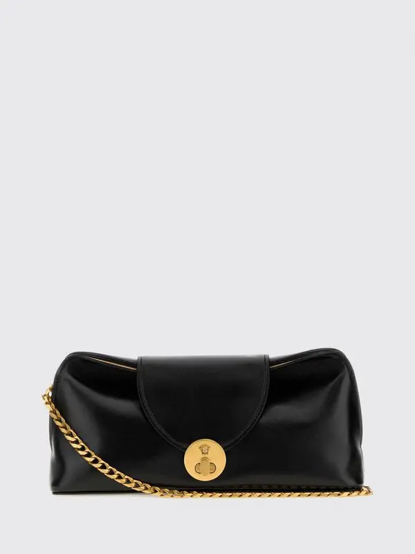 Versace Nappa Leather Clutch With Medusa Plaque And Chain Strap