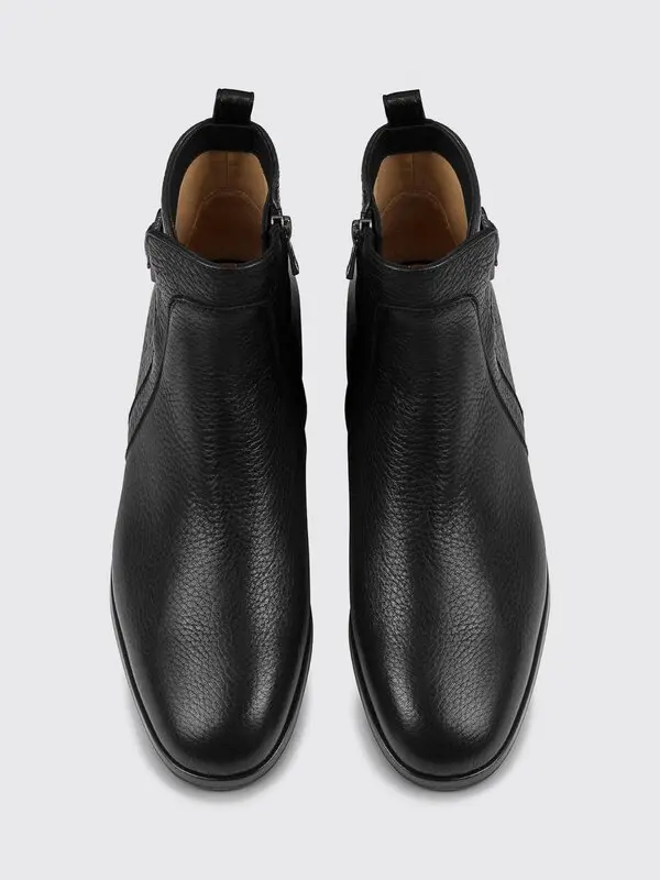 DOUCAL'S Deerskin Ankle Boots With Side Zip And Round Toe