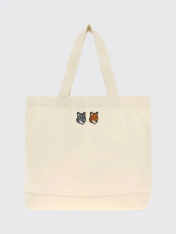 Maison Kitsuné Cotton Tote Bag With Chillax Fox Logo Print