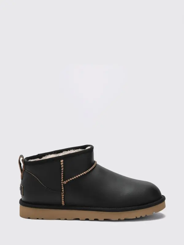 UGG Classic Ultra Mini Leather Ankle Boots With Wool Lining