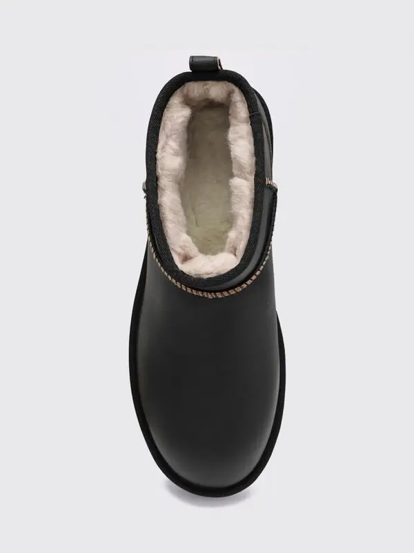UGG Classic Ultra Mini Leather Ankle Boots With Wool Lining