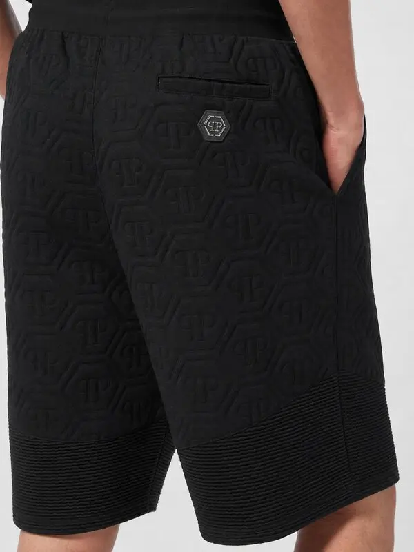 Philipp Plein Knee-length Jersey Jogging Shorts With Drawstring And Hexagon Logo