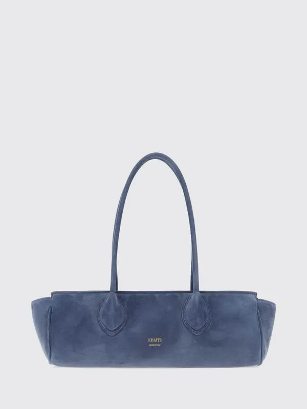 Khaite Donna Suede Shoulder Bag With Double Handle - Gnawed Blue