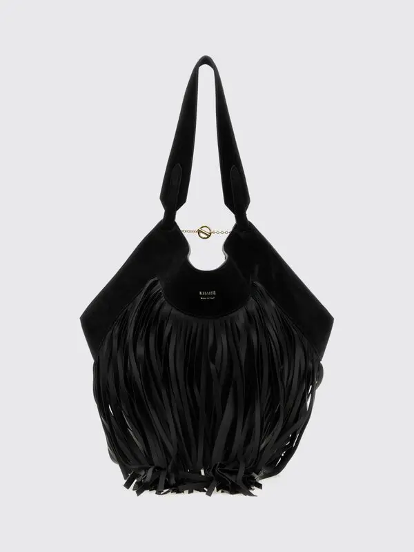 Khaite Lotus Suede Shoulder Bag With Fringes