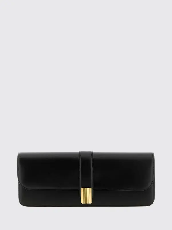 Khaite Blake Leather Clutch With Snap Closure And Laminated Logo