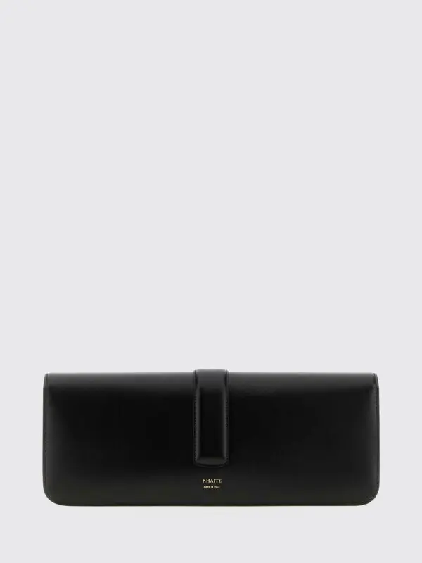 Khaite Blake Leather Clutch With Snap Closure And Laminated Logo