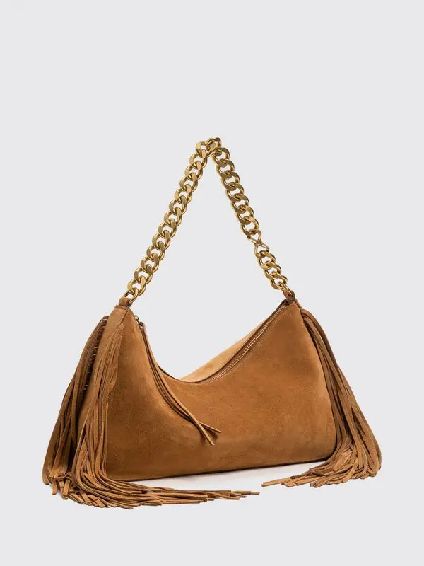 TWINSET Suede Shoulder Bag With Fringes And Zip Closure
