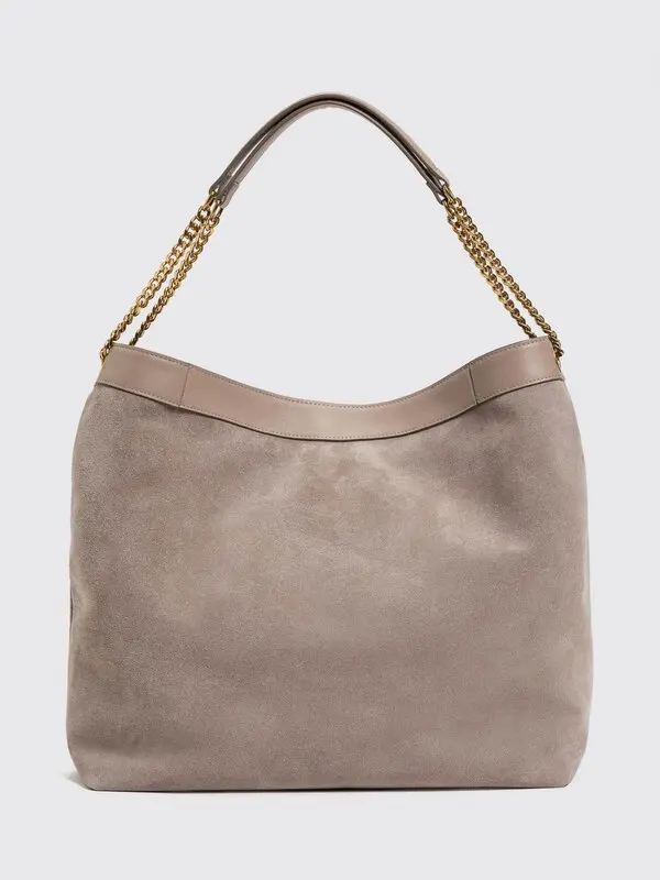 TWINSET Suede Double Handle Shoulder Bag - Mastic