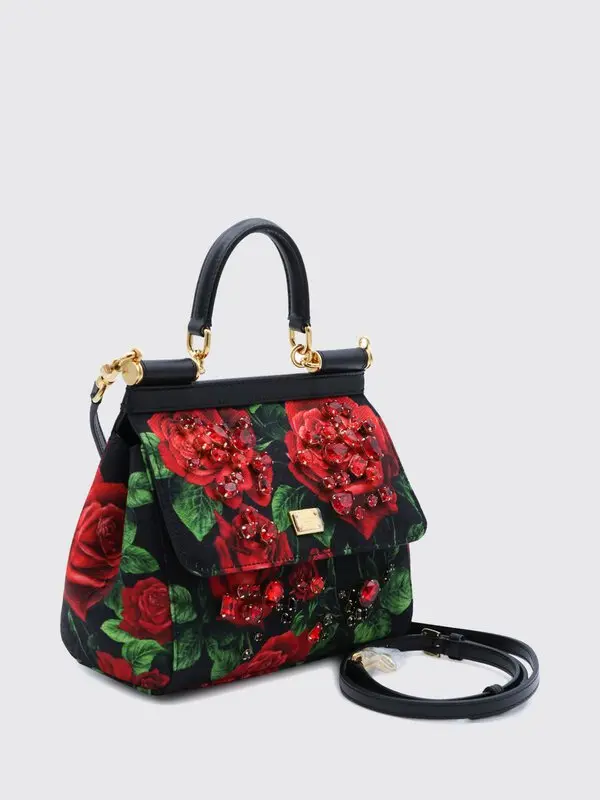 Dolce & Gabbana Sicily Mini Silk Handbag With Floral Embroidery And Crystals