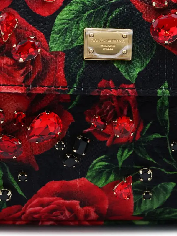 Dolce & Gabbana Sicily Mini Silk Handbag With Floral Embroidery And Crystals