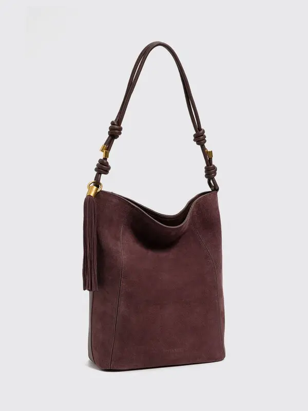 TWINSET Suede Shoulder Bag With Tassels And Embossed Logo