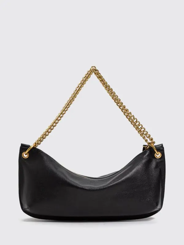 TWINSET Smooth Leather Shoulder Bag With Metallic Mesh Handle - Black