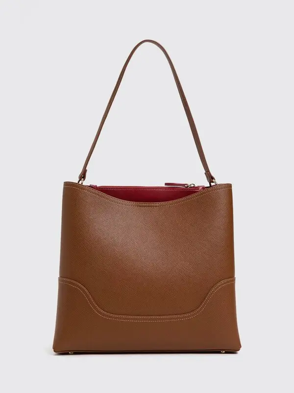 TWINSET Saffiano-effect Faux Leather Shoulder Bag With Magnetic Closure