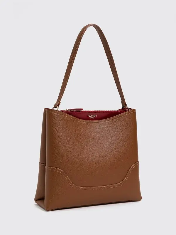 TWINSET Saffiano-effect Faux Leather Shoulder Bag With Magnetic Closure