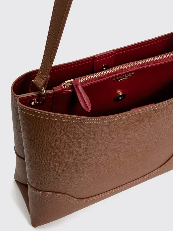 TWINSET Saffiano-effect Faux Leather Shoulder Bag With Magnetic Closure
