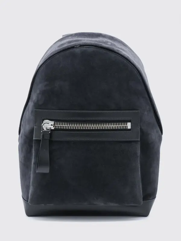 TOM FORD Suede Backpack With Front Pocket And Embossed Logo