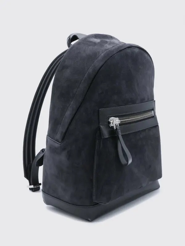 TOM FORD Suede Backpack With Front Pocket And Embossed Logo