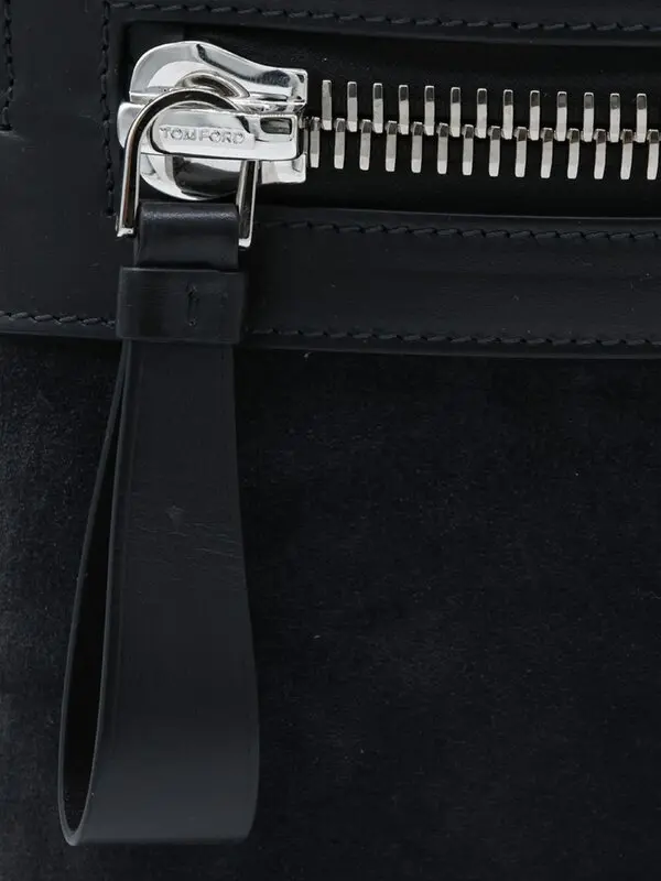 TOM FORD Suede Backpack With Front Pocket And Embossed Logo