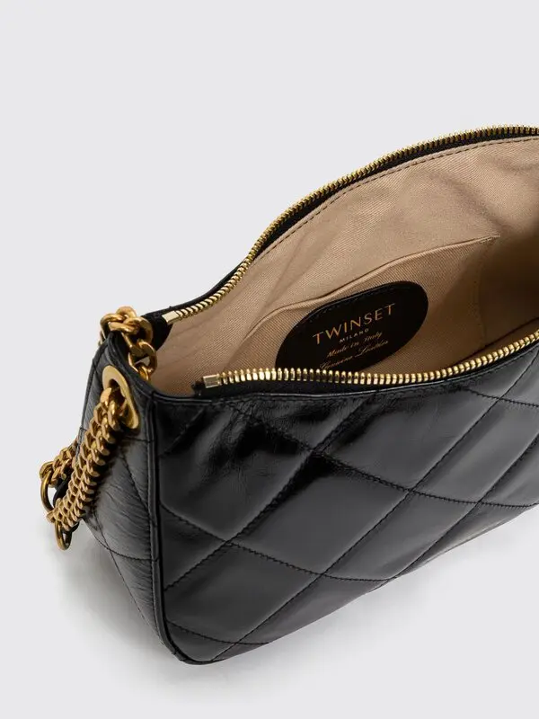 TWINSET Matelassé Leather Shoulder Bag With Double Handle