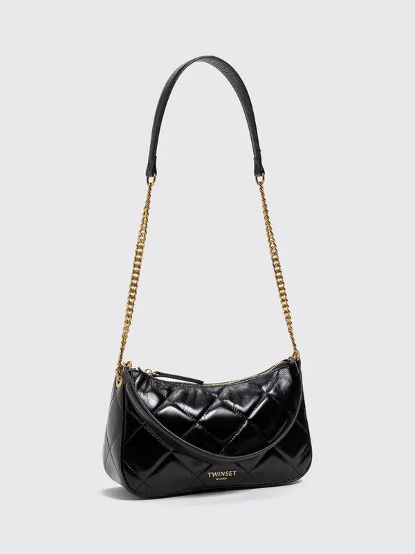 TWINSET Matelassé Leather Shoulder Bag With Double Handle