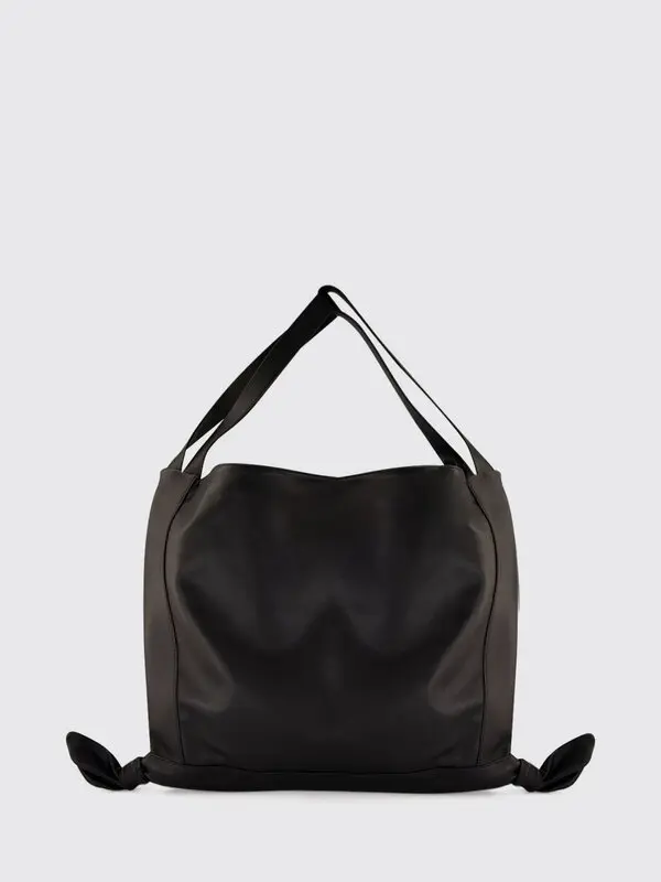 Hereu Calf Leather Tote Bag With Double Handle And Decorative Knot