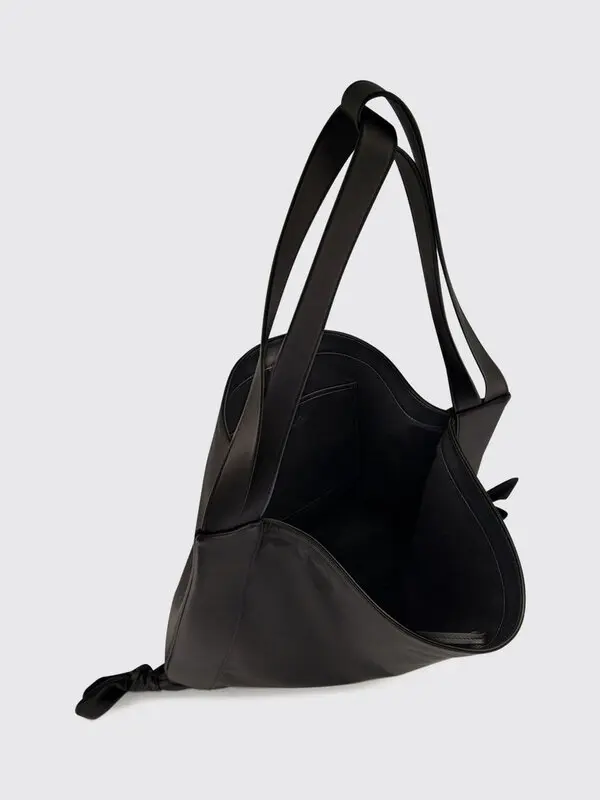 Hereu Calf Leather Tote Bag With Double Handle And Decorative Knot