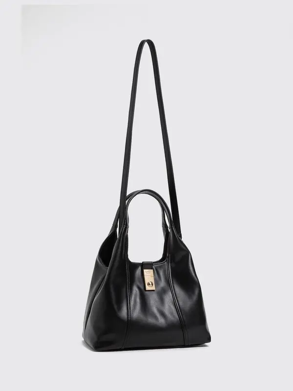 TWINSET Flared Synthetic Leather Handbag With Double Handle And Engraved Logo
