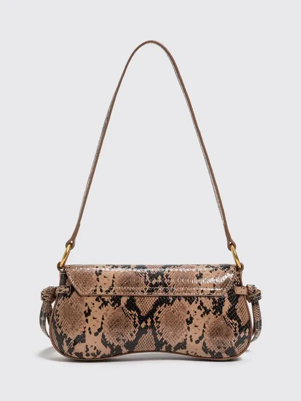 TWINSET Python Print Leather Shoulder Bag With Flap Closure