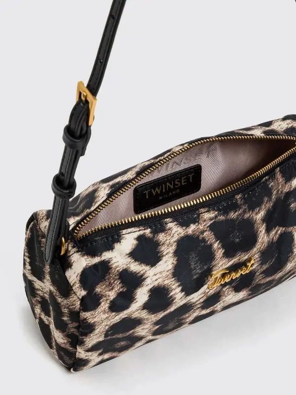 TWINSET Animal Print Mini Shoulder Bag With Metallic Logo