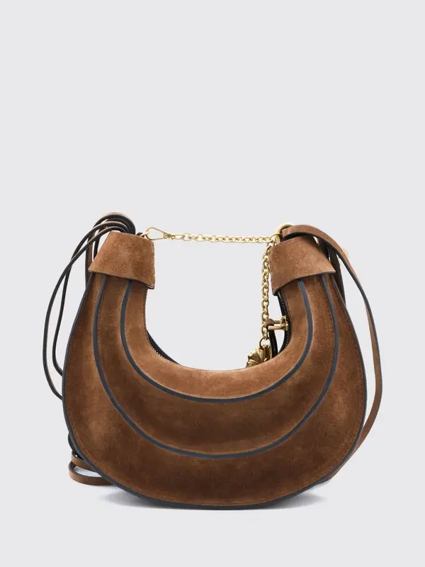 Farm Rio Suede Half-moon Bag With Flower Appliqu