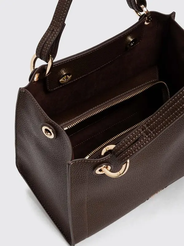 TWINSET Grained Faux Leather Handbag With Double Handle And Shoulder Strap - Brown