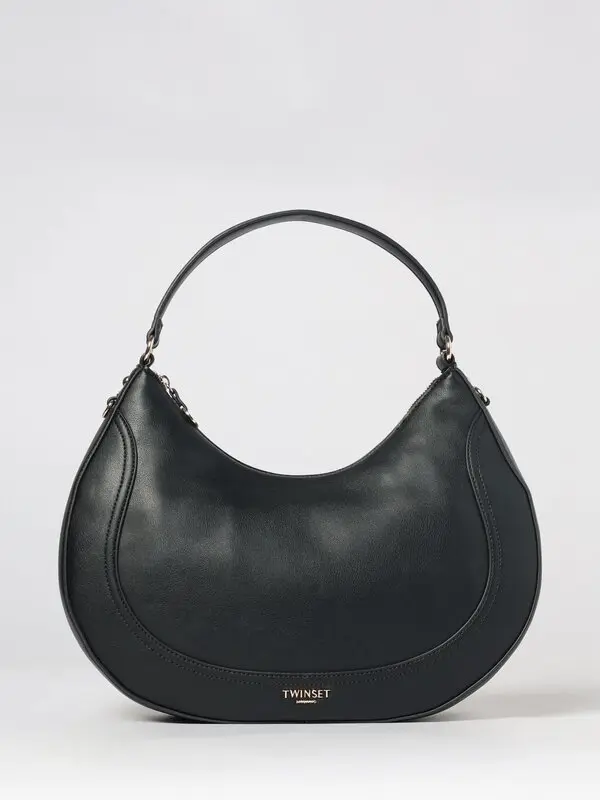 TWINSET Faux Leather Hobo Bag With Removable And Adjustable Strap - Black