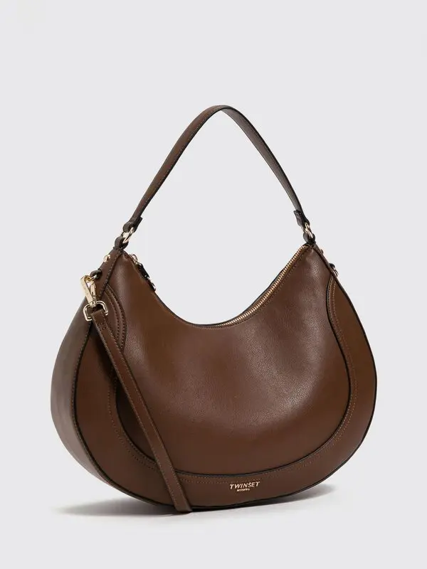 TWINSET Faux Leather Hobo Bag With Removable And Adjustable Strap