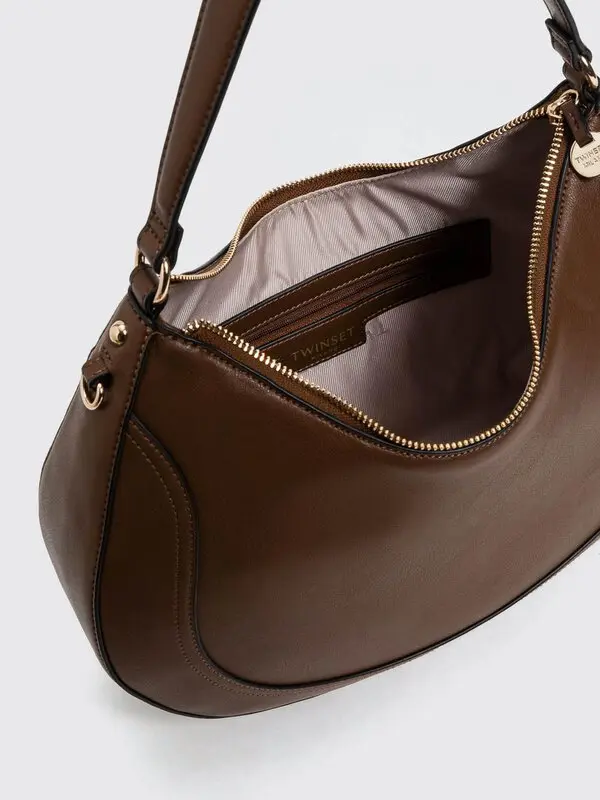 TWINSET Faux Leather Hobo Bag With Removable And Adjustable Strap