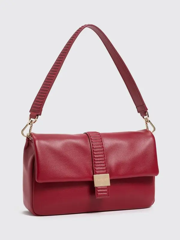 TWINSET Faux Leather Shoulder Bag With Flap Closure And Removable Handle