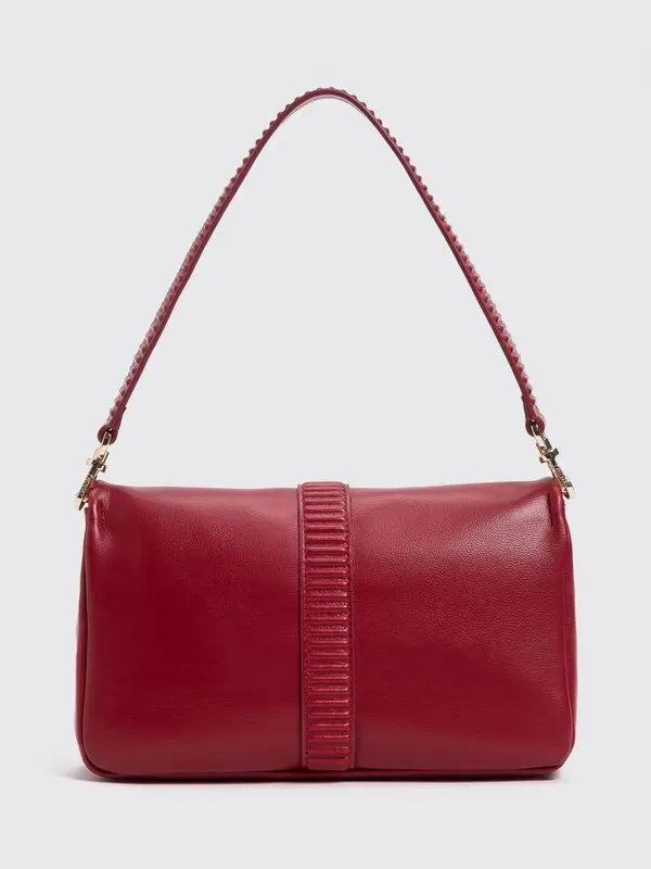 TWINSET Faux Leather Shoulder Bag With Flap Closure And Removable Handle