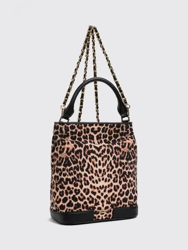 TWINSET Animal Print Handbag With Removable Chain Shoulder Strap