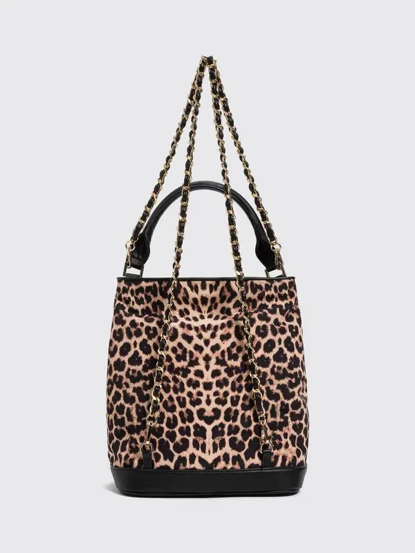 TWINSET Animal Print Handbag With Removable Chain Shoulder Strap