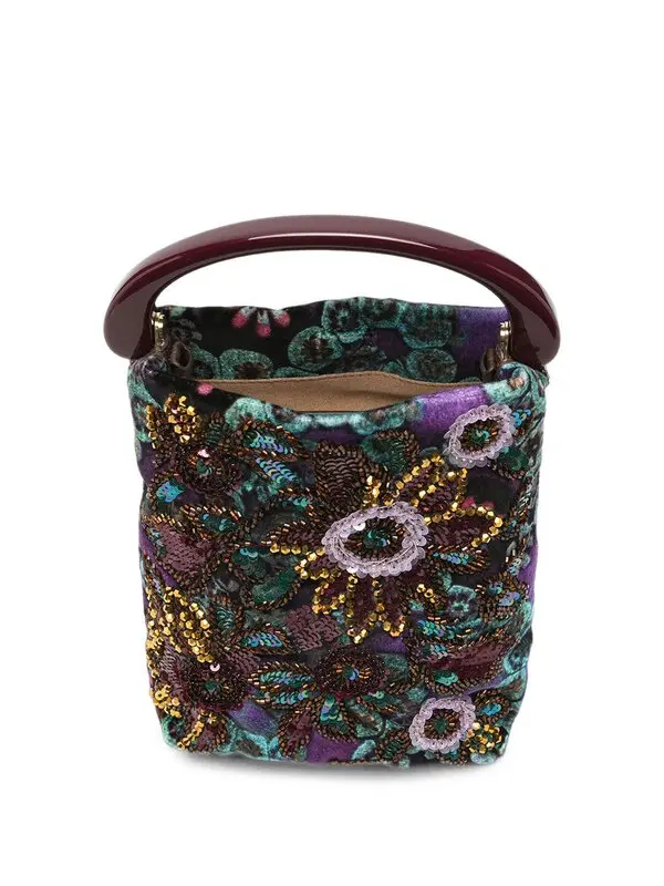 Dries Van Noten Borsa Micro In Velluto Con Ricami E Manico In Resina