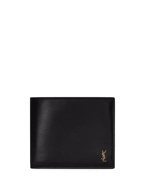 Saint Laurent Portafoglio Tiny Cassandre East/west Piccolo In Pelle Lucida - Black